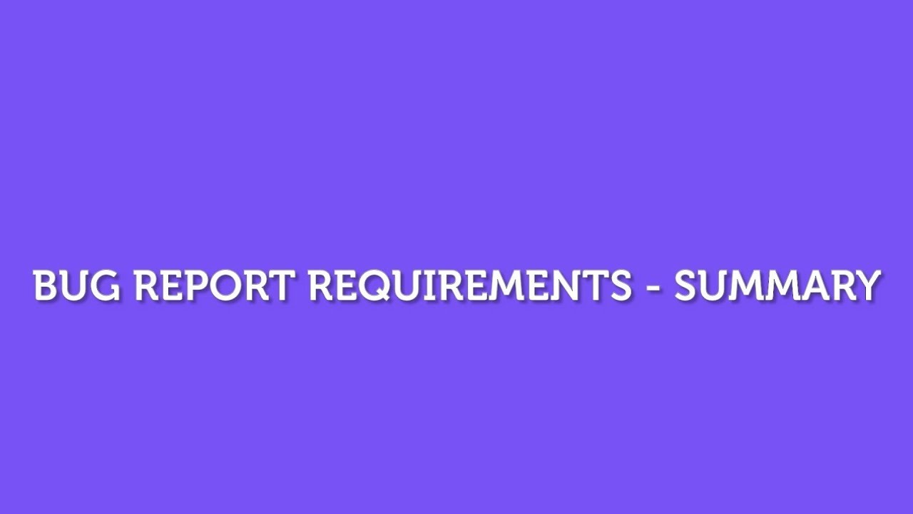 Bug Report Requirements   Summary
