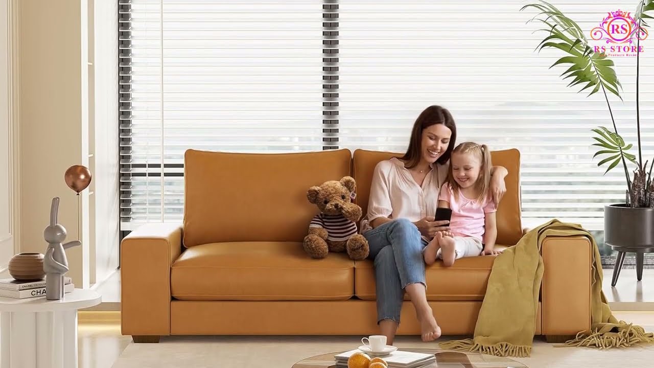 Best Living Room Sofa on The Market || Valthie 88 58 Inch Faux Leather Comfy Sofa Couch