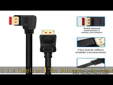 Right Angle Displayport 1.4 Cable Right Angled Displayport Cable, BolAAzuL 90-Degree Angled Display