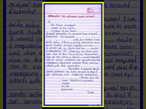 Application for unfreeze bank account to bank manager /unfreeze bank accounts application to manager