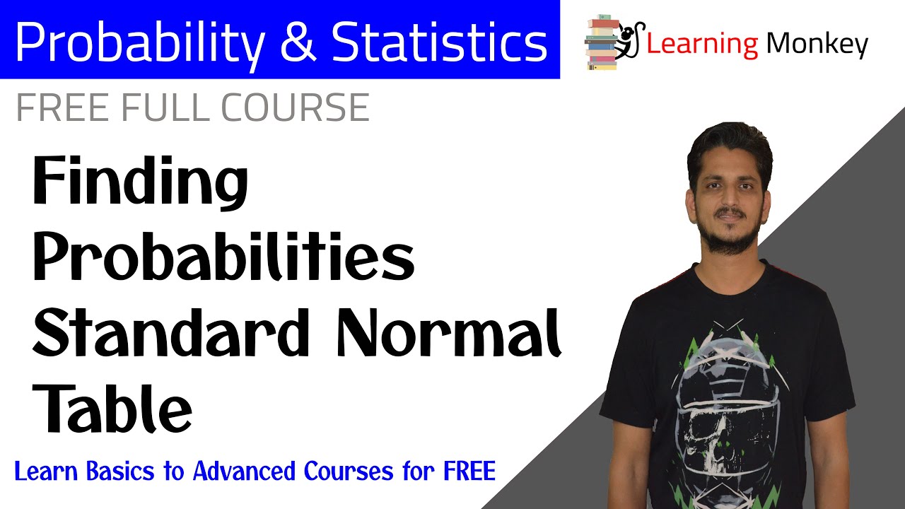 Finding Probabilities Standard Normal Table | Lesson 68 | Probability & Statistics | Learning Monkey