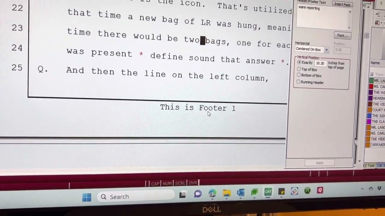 Adding Footer and Header in Transcript with Case CATalyst