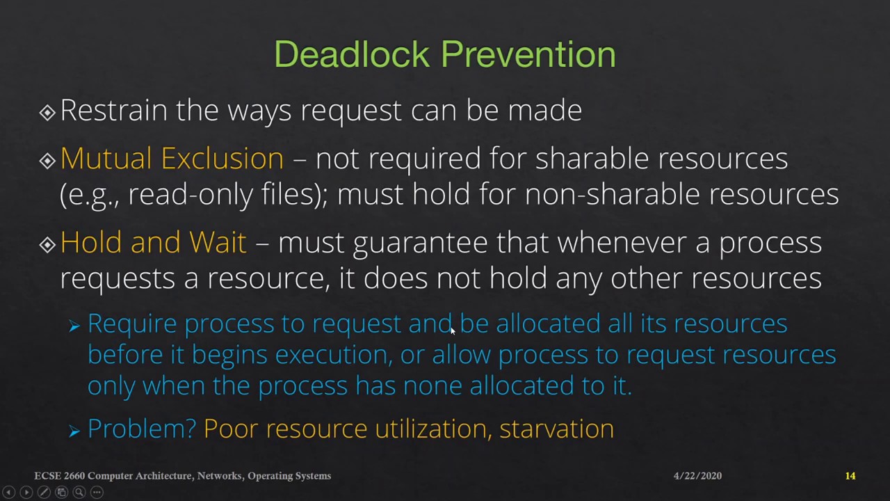 Class 23b: Handling Deadlocks