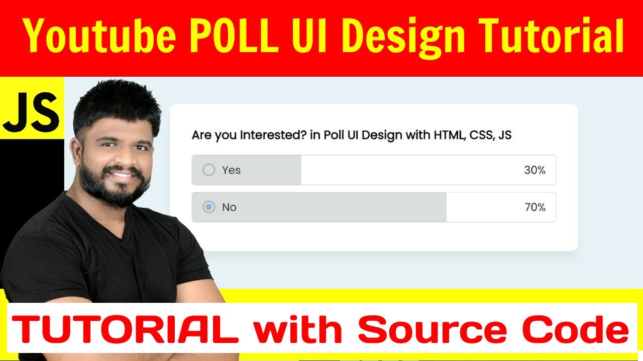 Ep74 Poll UI Design HTML CSS Javascript tutorial with source code