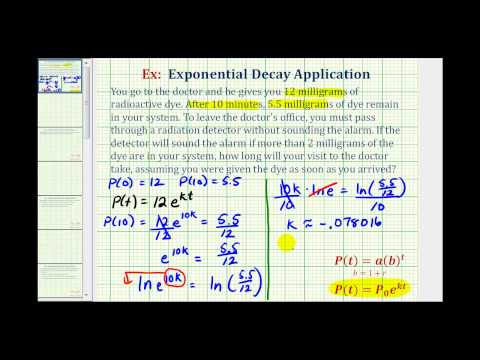 Exponential Decay Function App. With Logs (y=ae^(kt)) – Radioactive Dye ...
