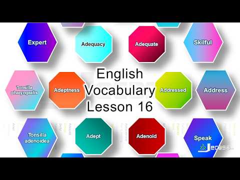 English Vocabulary - Lesson 16 | Adiposity, Adjective, Adherence, Addressed, Adeptness | Synonyms