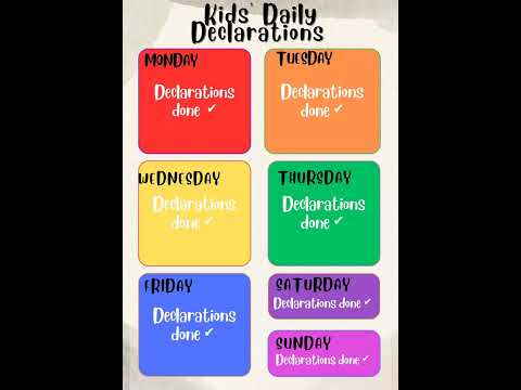 Daily declarations for kids with special needs. Short declaration