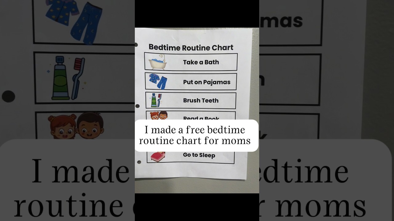 Free Bedtime Routine Chart for Kids | Toddler Visual Schedule