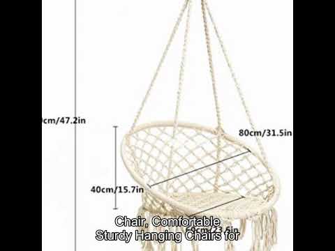BCGI Hammock Chair Macrame Swing, Hanging Cotton Rope Swing Chair, Comfortable Sturdy Hanging Chairs