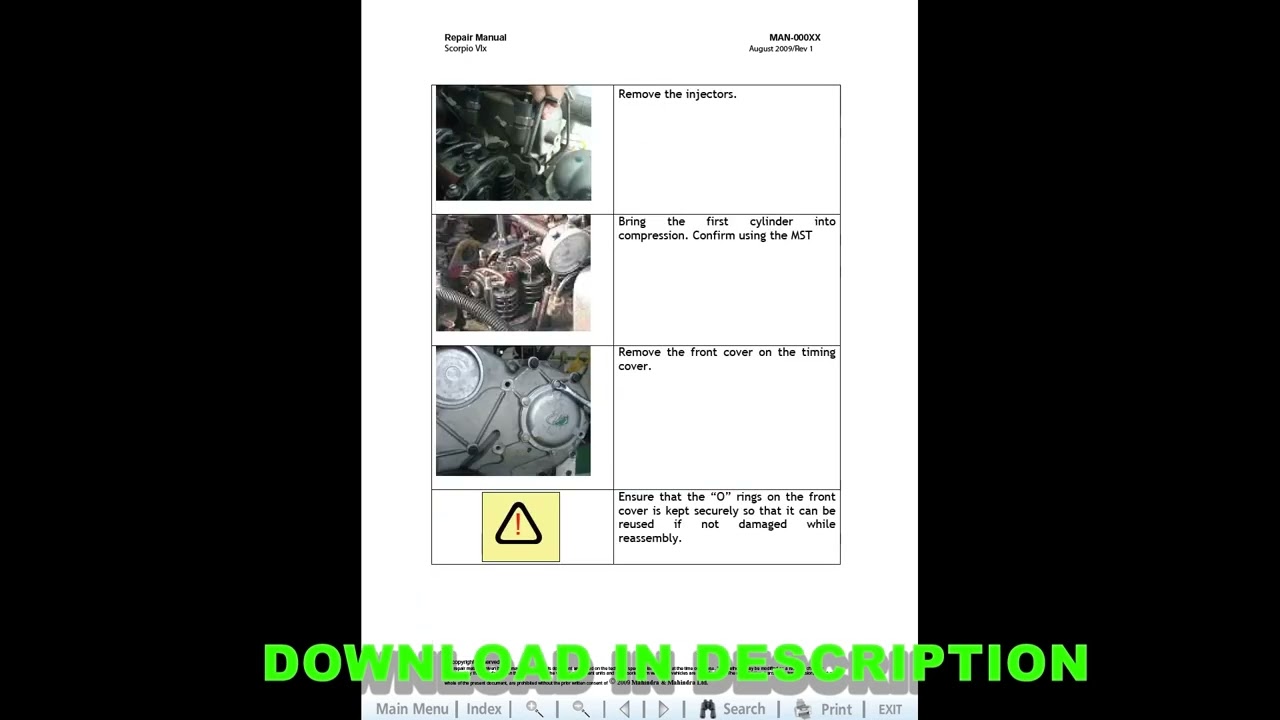 Mahindra Scorpio 2005–2009 Workshop Manual PDF ENGLISH | Full Repair & Maintenance Guide