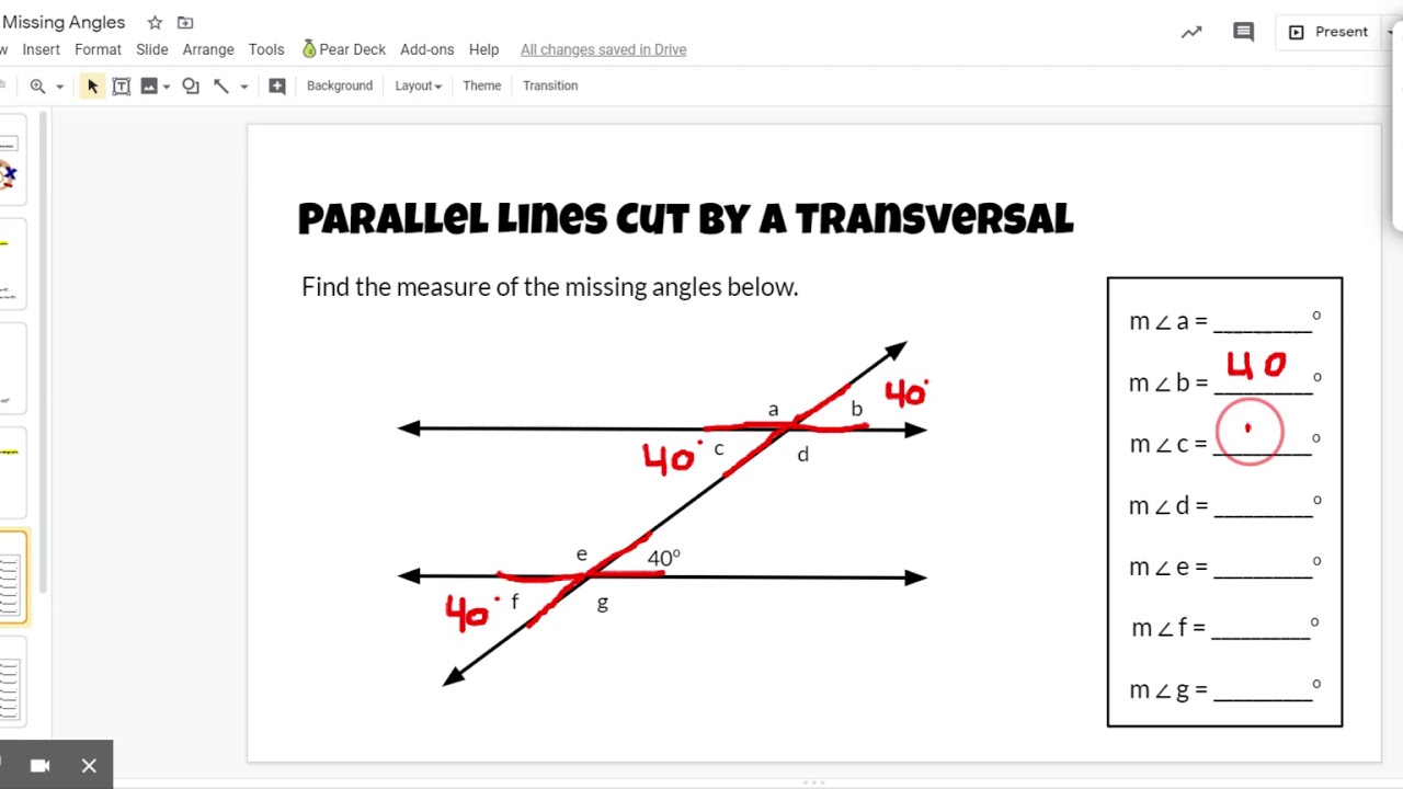 8.10 Finding Missing Angles - Google Slides