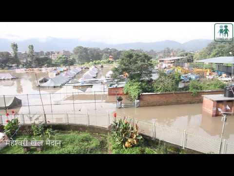 Hanumante River flood inundates temporary shelters for earthquake ...