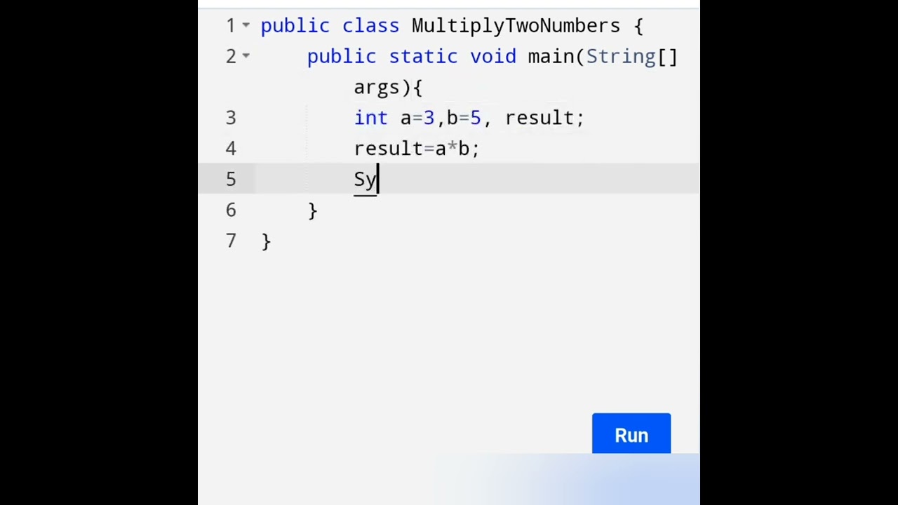 Multiplication of Two Numbers in Java #short #shorts #Studywithraj