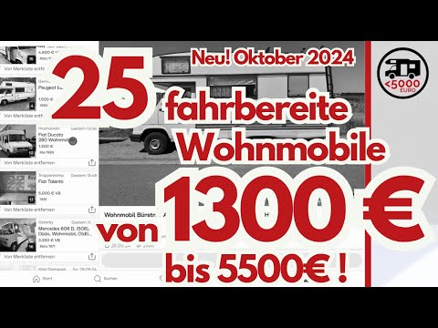 ‼️ 25 fahrbereite Wohnmobile von 1300 bis 5500 Euro. Mit TÜV ab 1500 Euro. Aktuelle Kleinanzeigen.