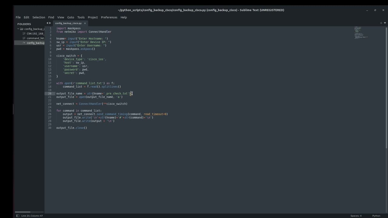 Automate Cisco Switch Backups with Python | Save Multiple Command Outputs to a Single File