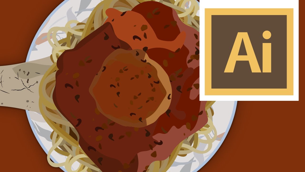 FAST ILLUSTRATION (Time Lapse) - Vector Spaghetti and Meatballs Dinner Plate