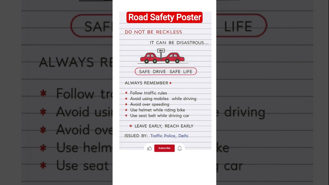 🚗 Drive Safe, Stay Alive! | Road Safety Poster Idea for Students