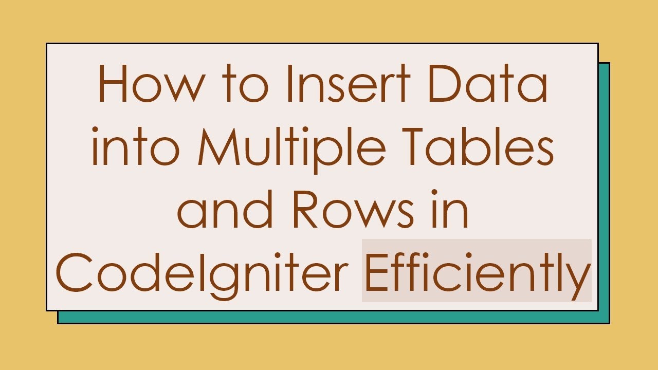 How to Insert Data into Multiple Tables and Rows in CodeIgniter Efficiently