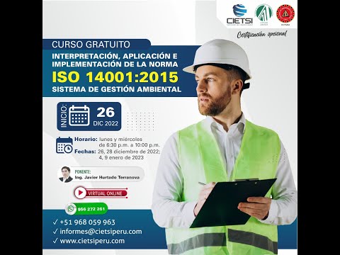 CURSO APLICACIÓN E IMPLEMENTACIÓN DE LA NORMA ISO 14001:2015 SISTEMA DE GESTIÓN AMBIENTAL S5