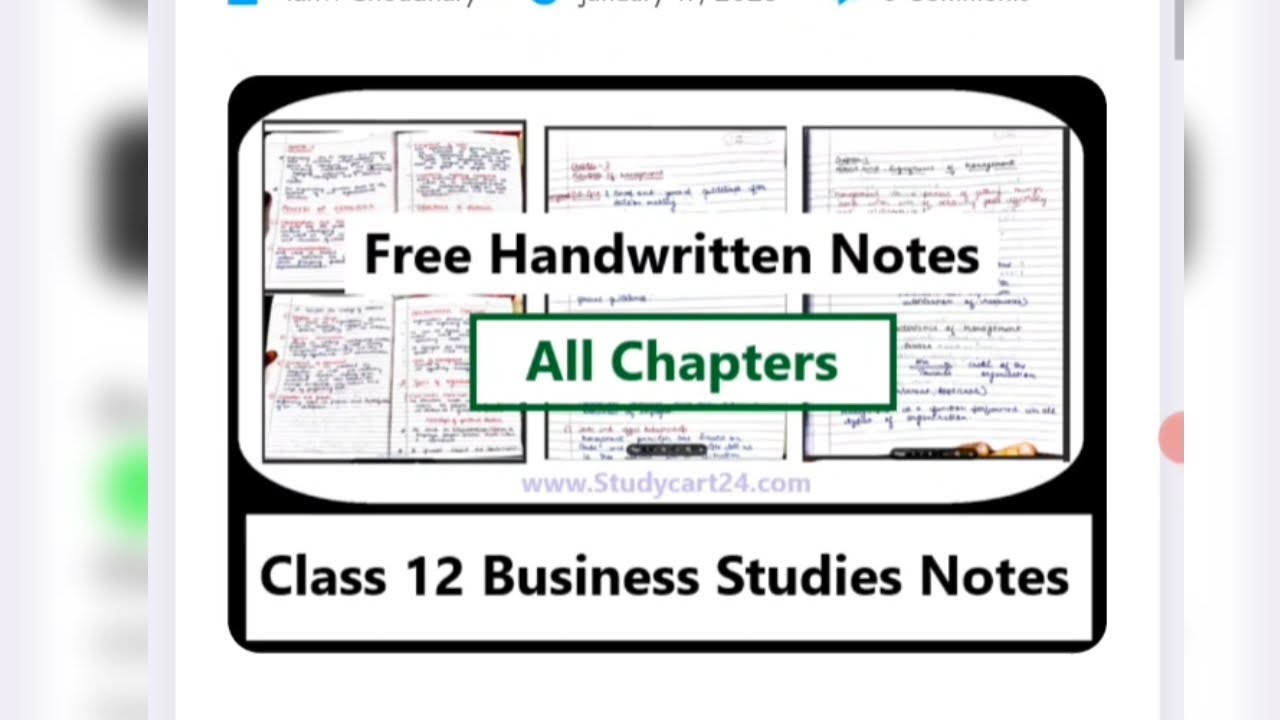 FREE Class 12 Business Studies Handwritten Note PDF DOWNLOAD | All Chapters - StudyCart24