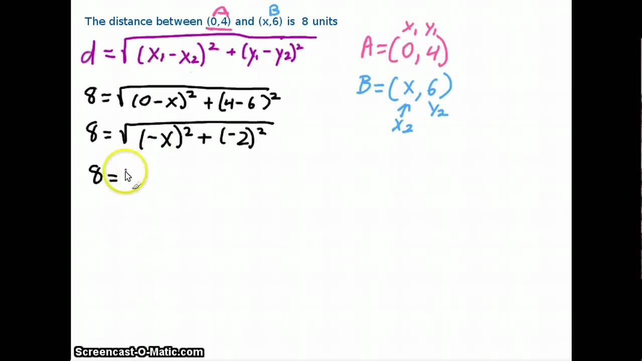 Distance Formula Problem (Algebra Solution)