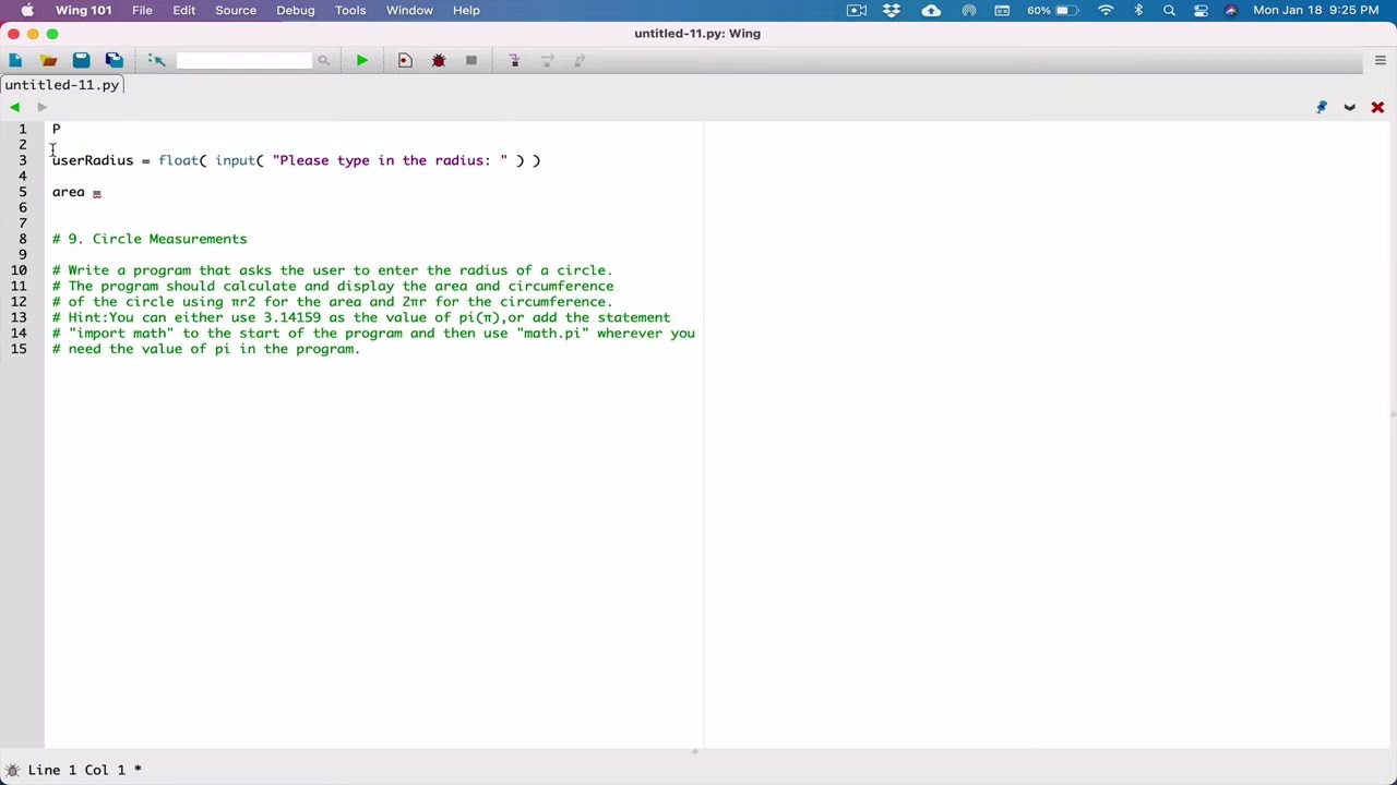2.9. (Part 1) Circle Measurements - Python