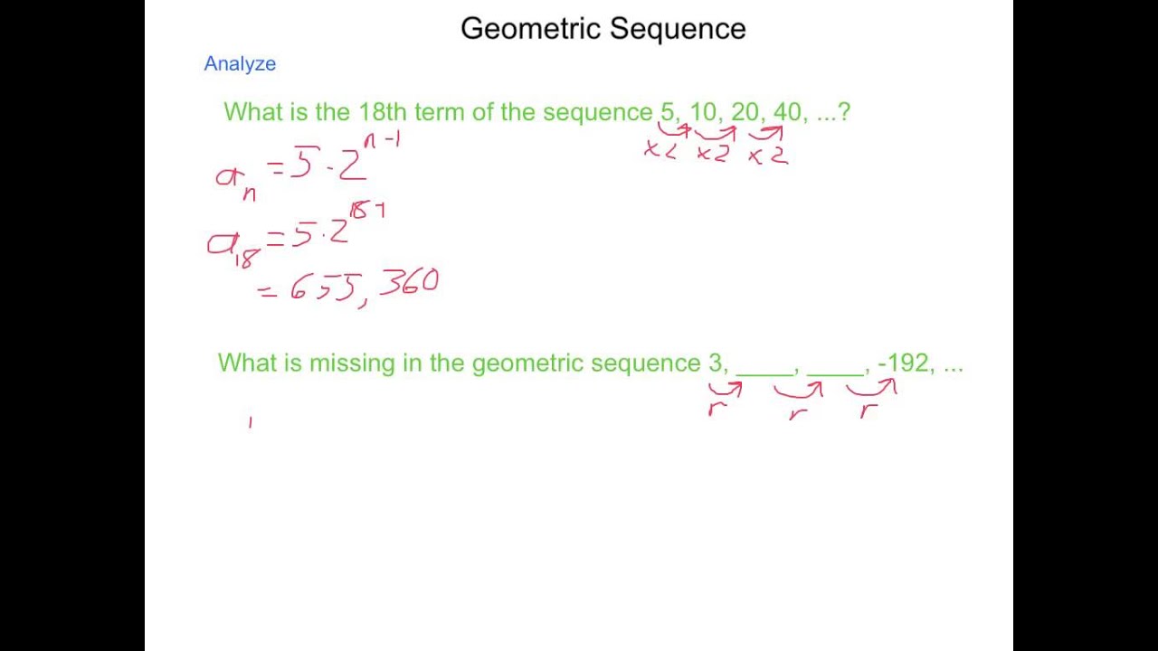 Algebra2 9.3 Geometric Sequence