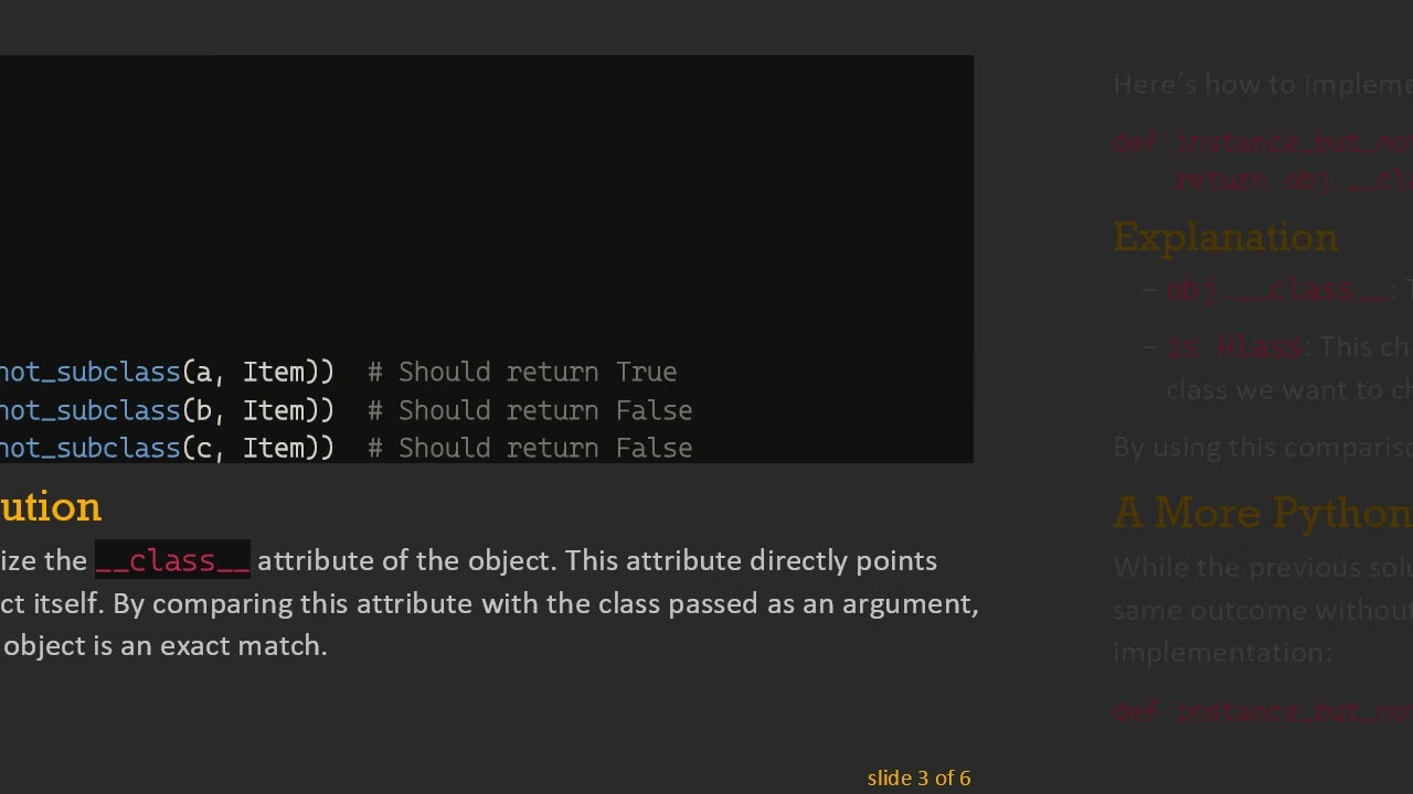 Check if an Item is an Instance but not a Subclass in Python