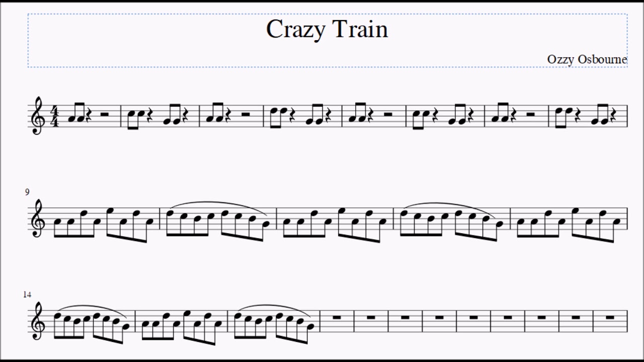 Crazy Train for Alto/Bari Sax Sheet Music