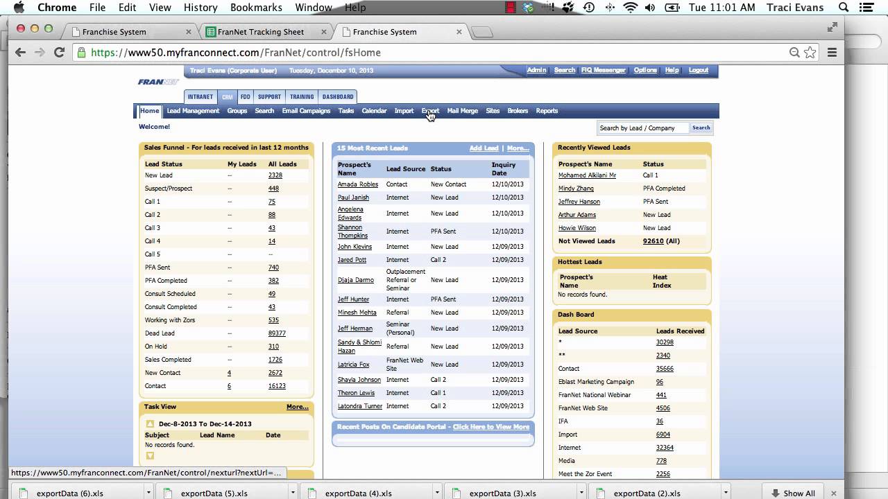 Exporting Data using the 