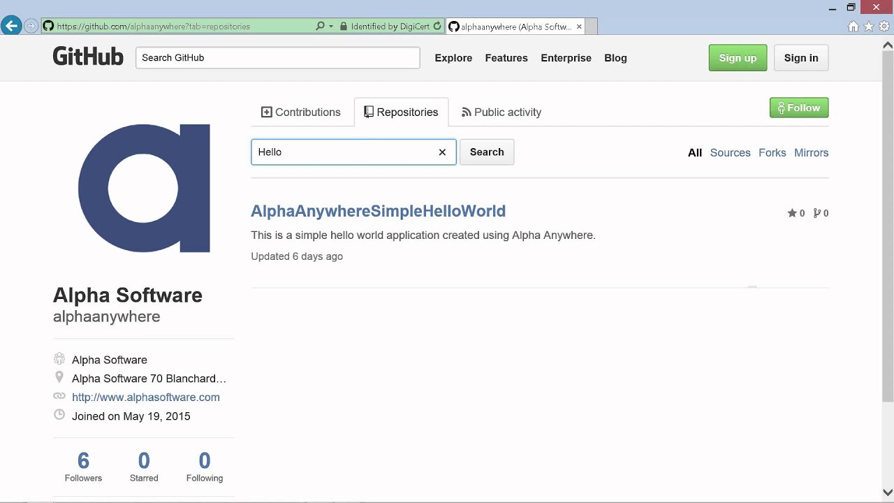 Alpha Anywhere GitHub Account