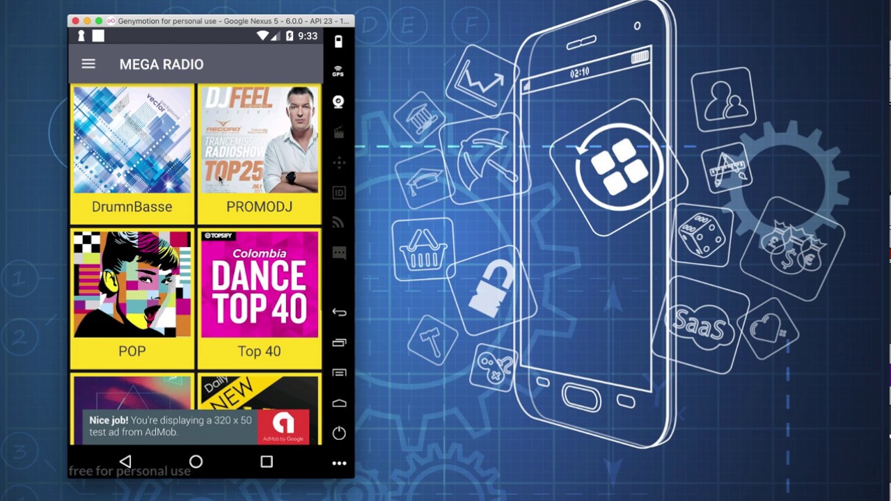 Mega radio (multistation) full open source project for Android