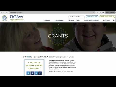 Caregiver Respite Grant Program (CRGP) "How to Apply" Video