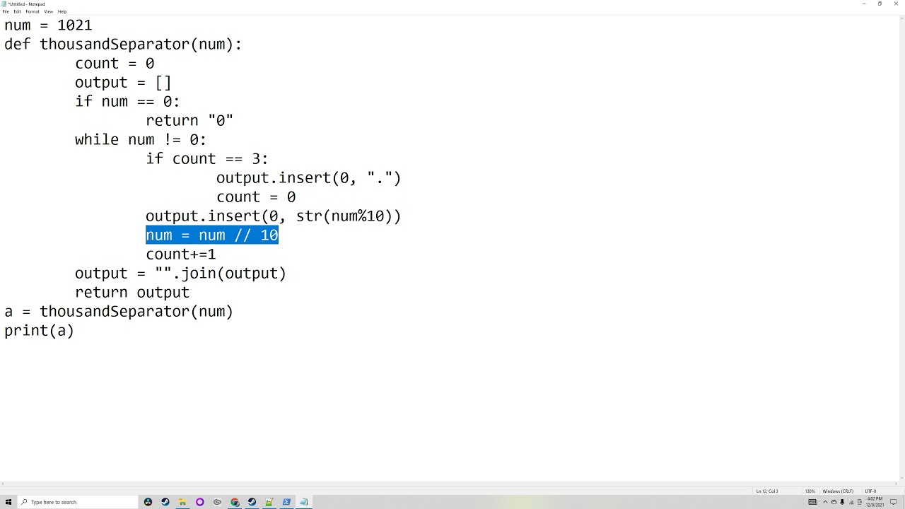 Thousands Separator - Leetcode python coding by Elrik