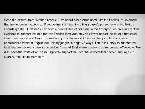 Read the excerpt from "Mother Tongue." I've heard other terms used, "limited English,"for example. B