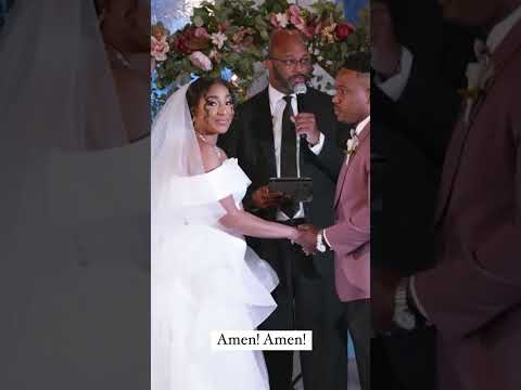 The wedding officiant speaking on behalf of the bride and groom! Funny moment #weddingmoments