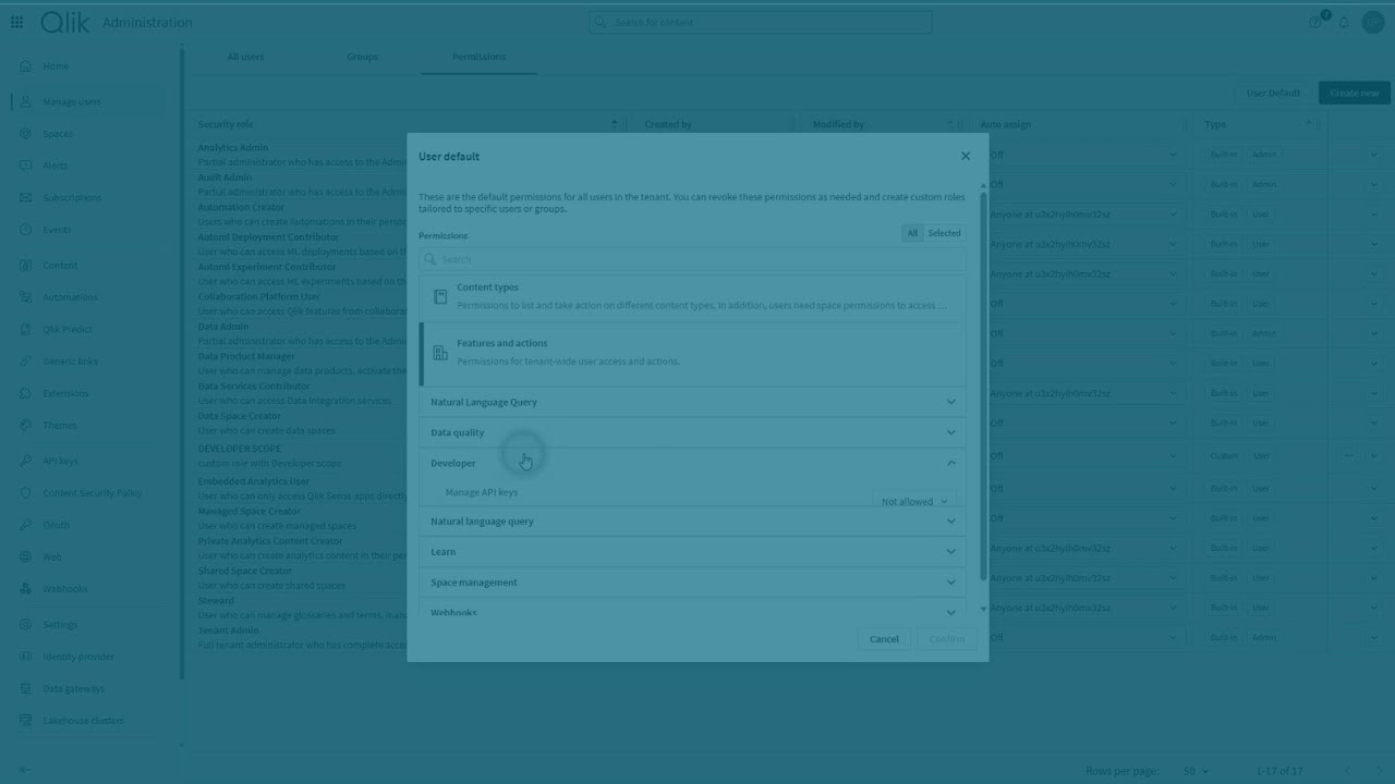 Managing API keys in Qlik Cloud Analytics