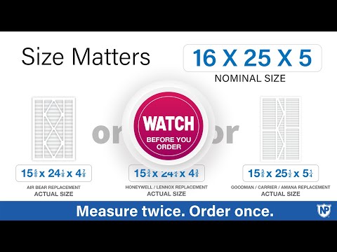 16x25x5 Air Filter Comes in 3 Different Sizes - Watch to be sure you get the perfect fit