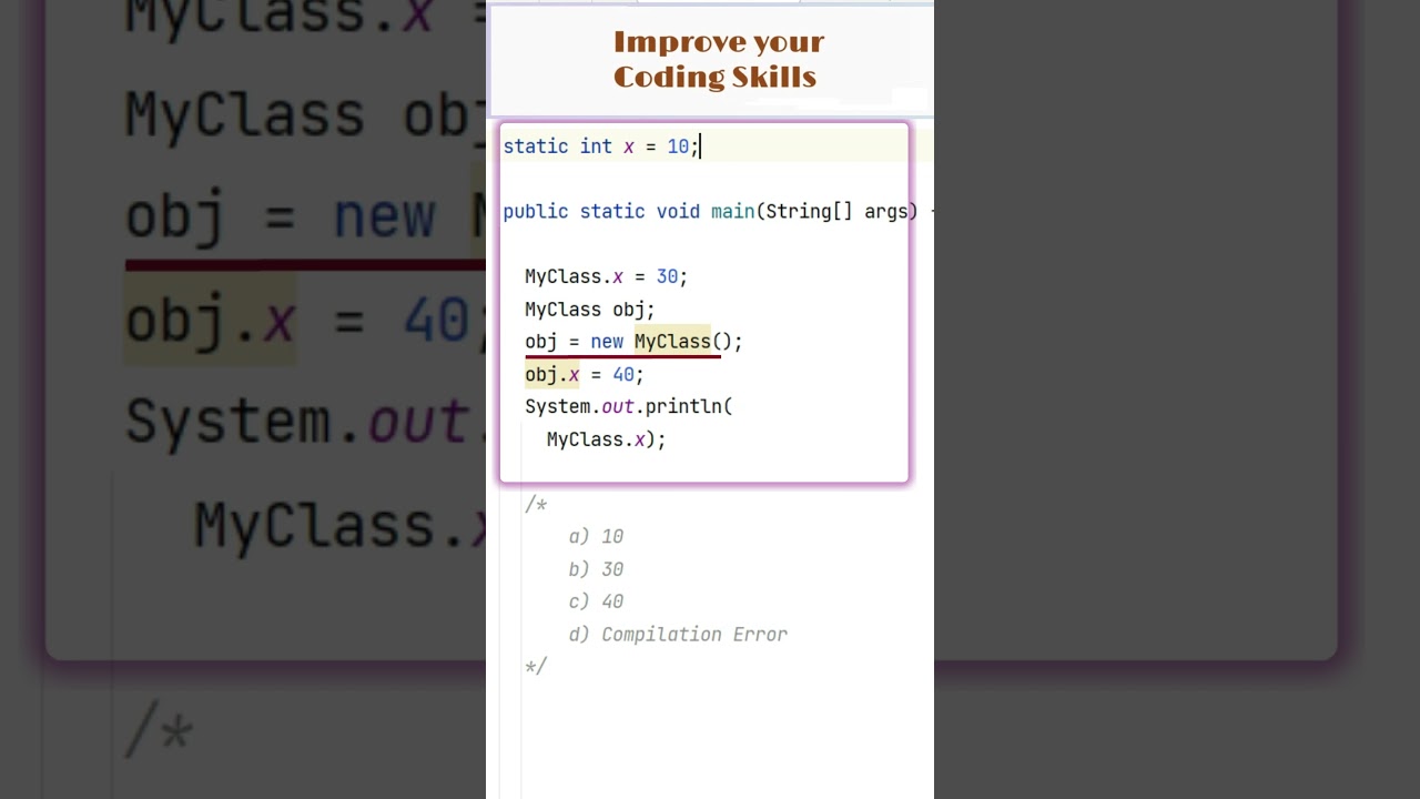 #366 Java Coding MCQ Questions for Interviews #shorts #java #coding
