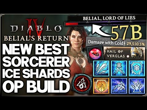 Diablo 4 - New Best 50 BILLION DPS Sorcerer Build Found - S8 OP New Ice Shards Unique Combo Guide!
