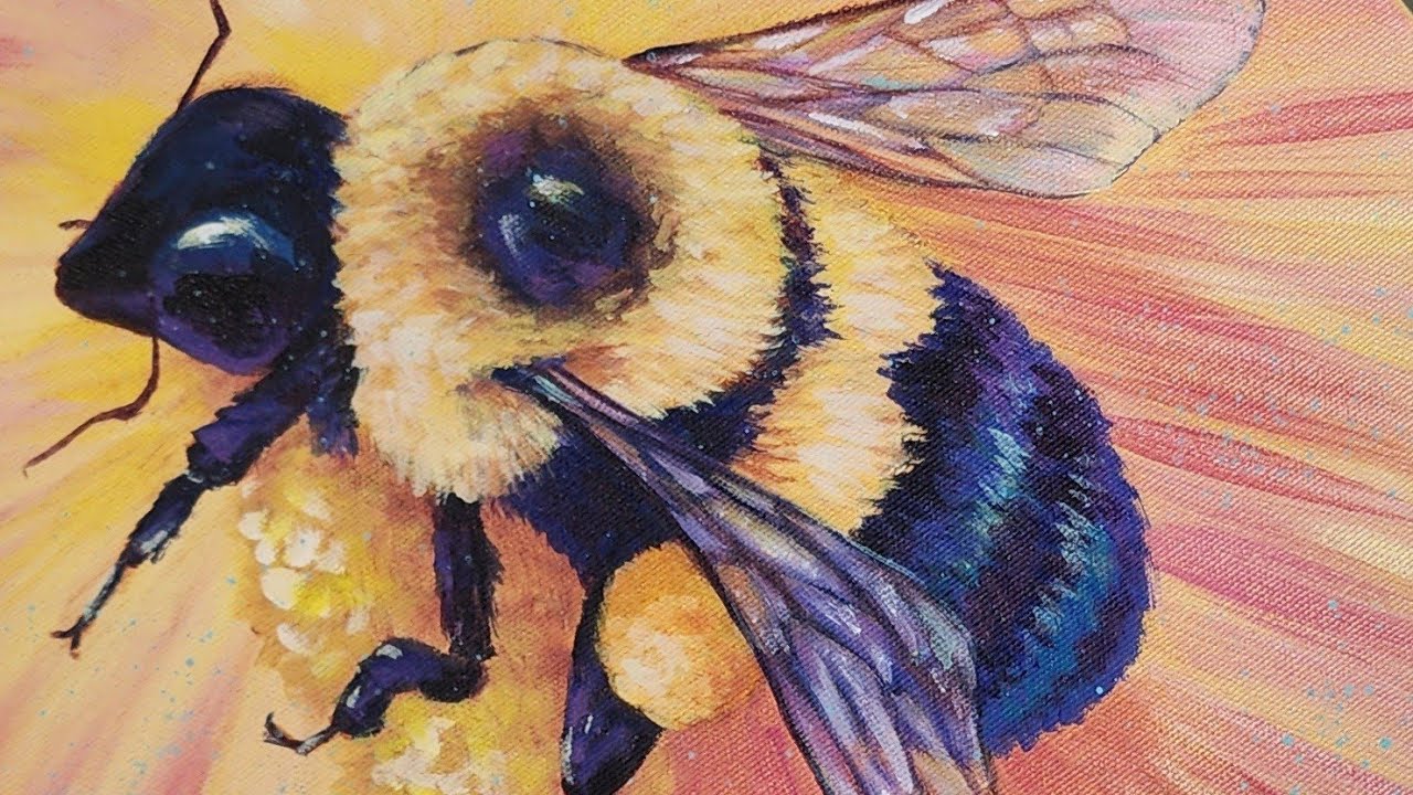How to Paint a Bumble Bee Acrylic Painting LIVE Tutorial
