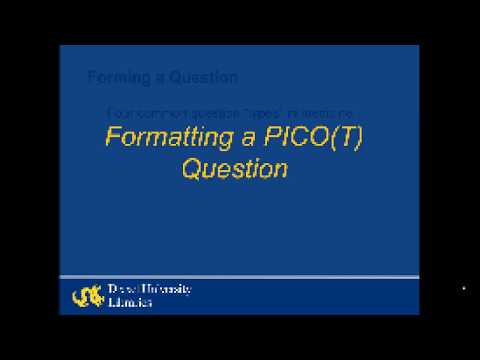Formatting a PICO(T) Question