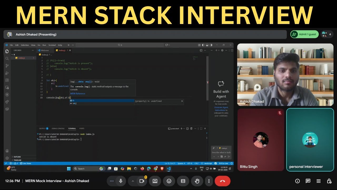 Fresher MERN Stack Interview | Fresher Fullstack Interview