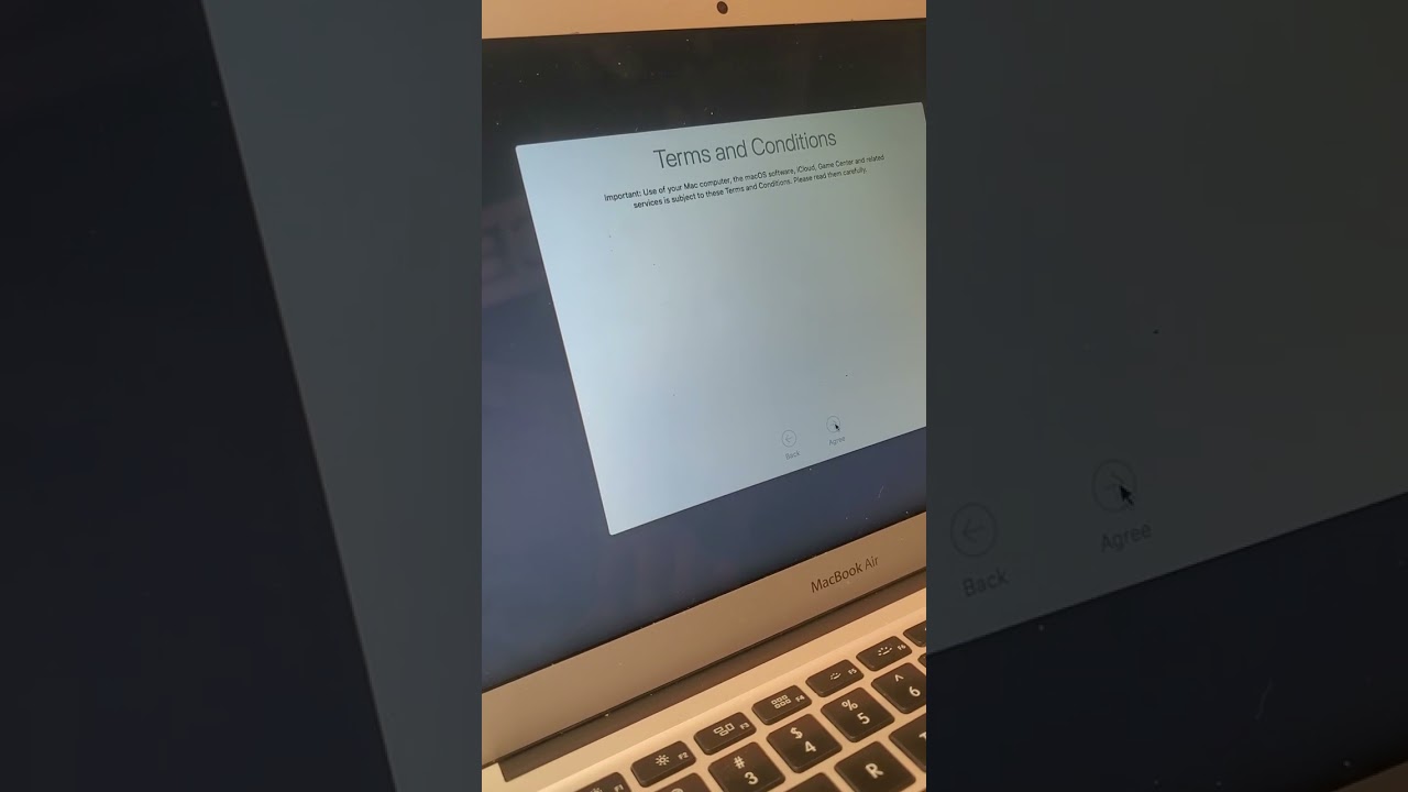 Macbook Air stuck on terms and conditions after reset