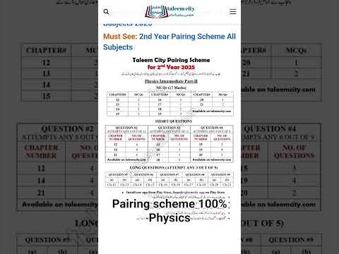 2nd year physics pairing scheme 2025