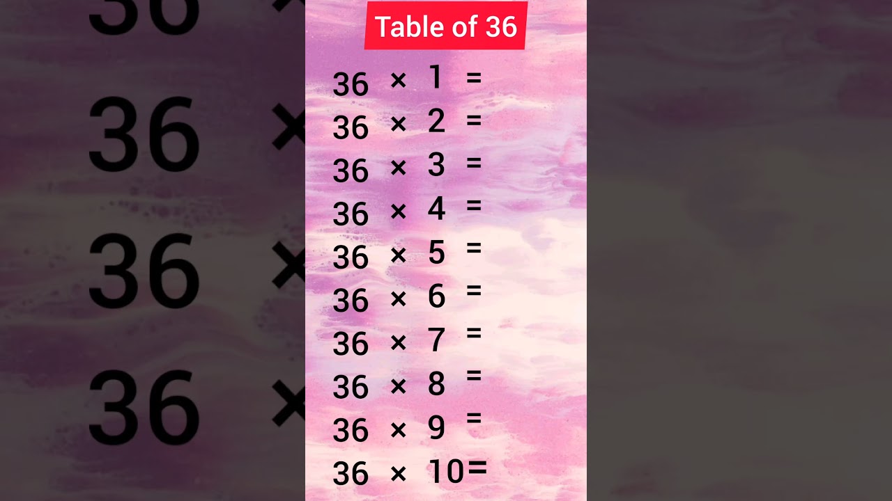 Table of 36 #shorts #education #subscribe #maths