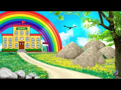background animasi bergerak gedung sekolah dan pelangi | school and rainbow background no copyright