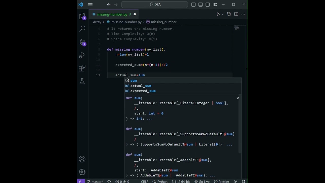 Missing Number In Array with Python