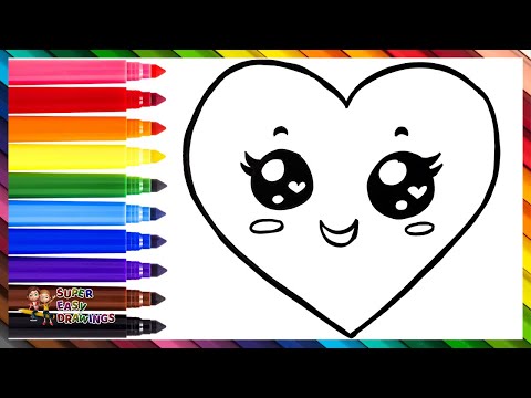 How To Draw A Heart ❤️ Drawing And Coloring A Cute Rainbow Heart 🌈 Drawings For Kids