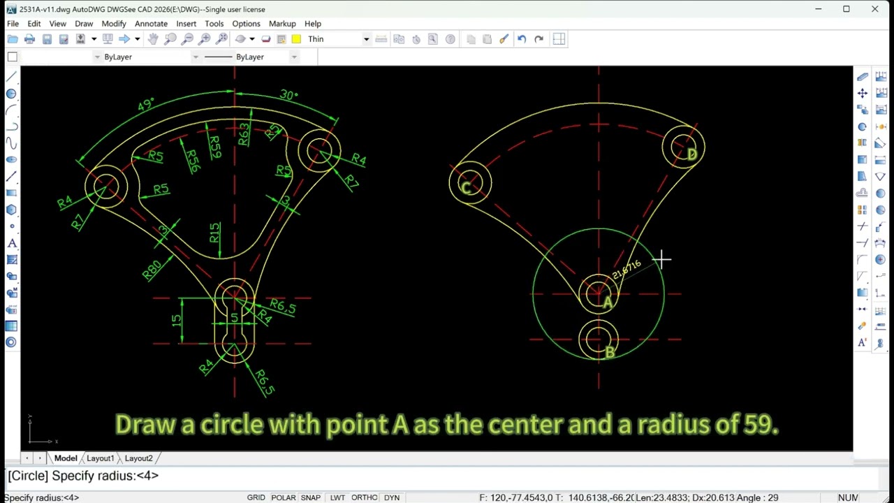 CAD Exercises 35: Drawing of a support part